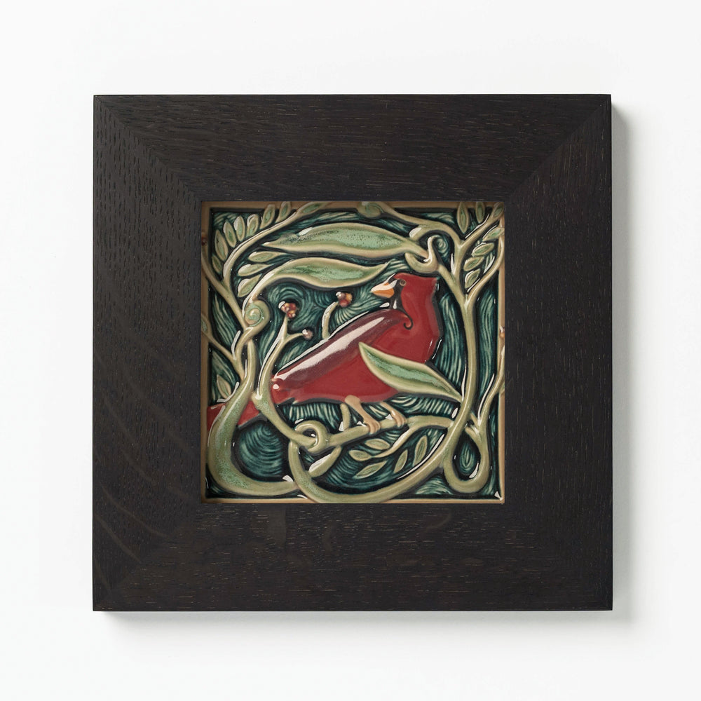 Revival Bird Tile, Cardinal - Serviceberry – Rookwood Pottery