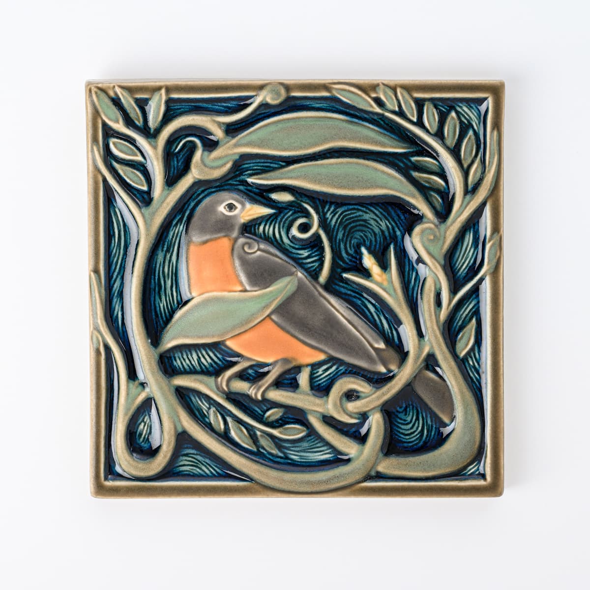 Hand Painted Revival Bird Tiles, Robin – Rookwood Pottery