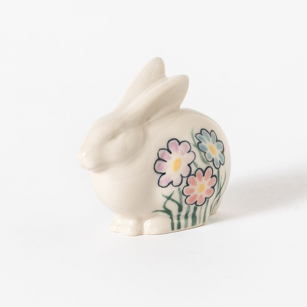 Grove Bunny Figurine - Hand Painted Spring Flowers – Rookwood Pottery